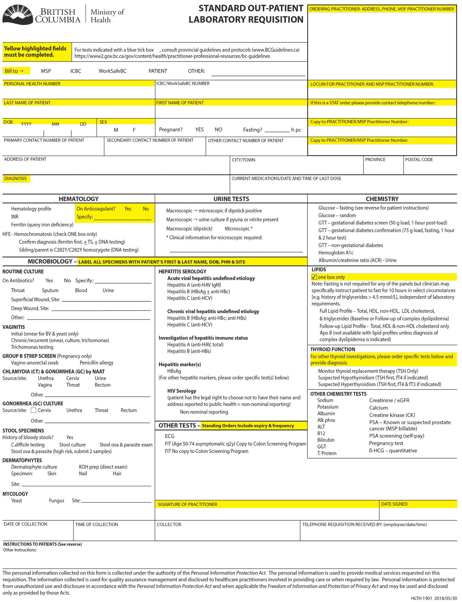 Standard Outpatient Laboratory Requisition - World EMR