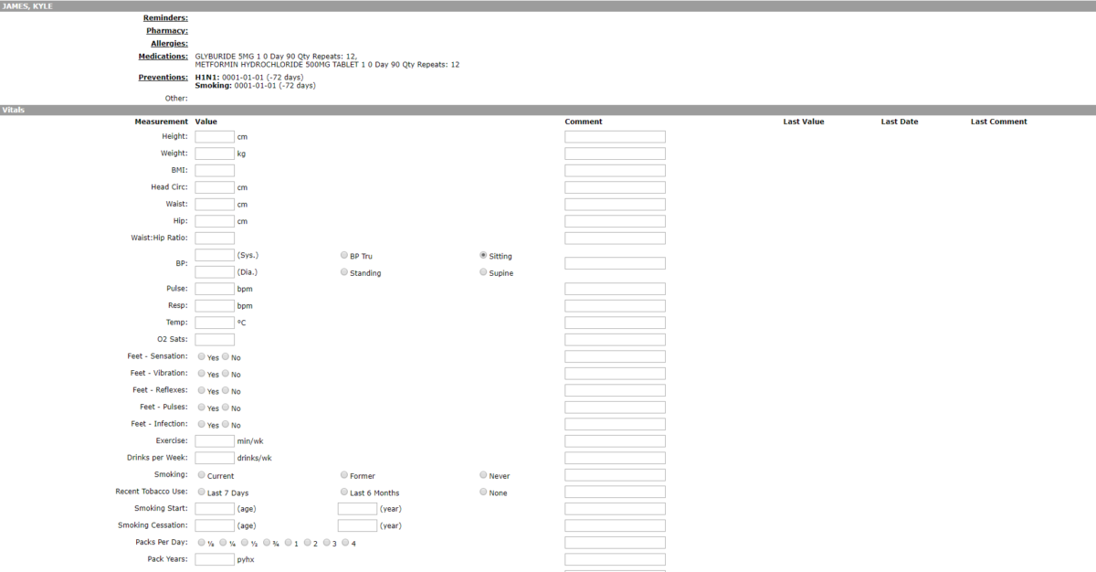 Measurements / Vitals Intake - World EMR