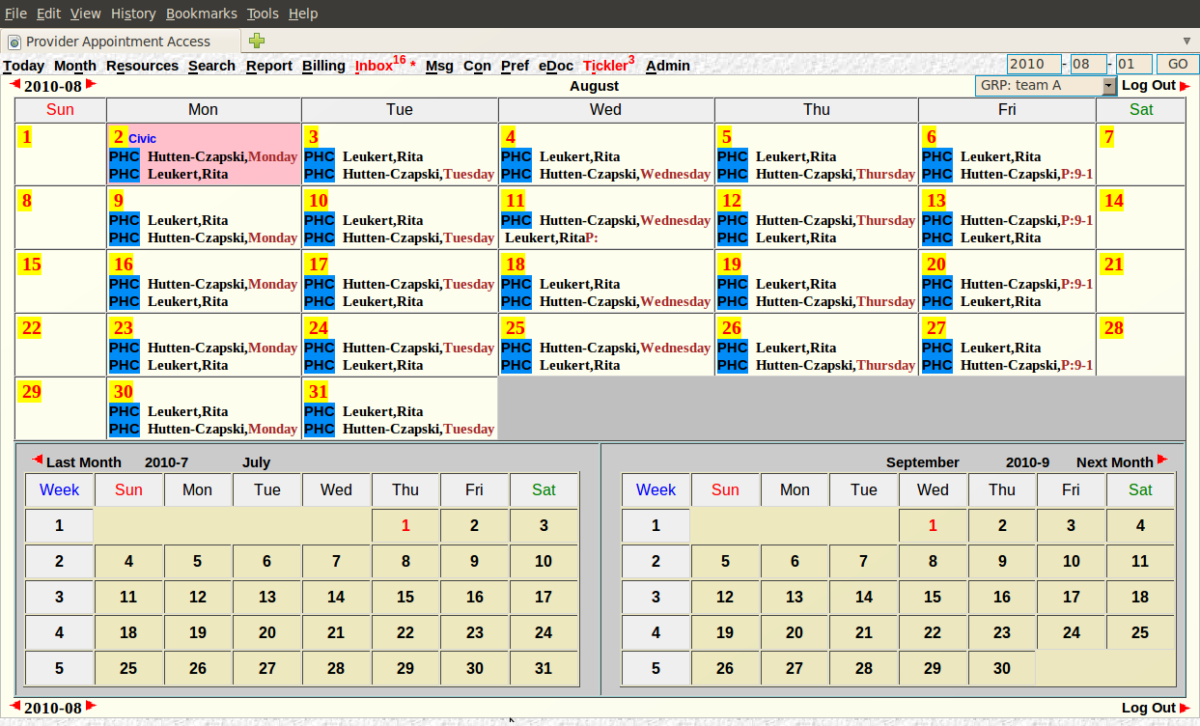 Booking/Appointment Screen - World EMR