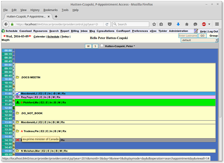Appointments and Schedule Screen - World EMR