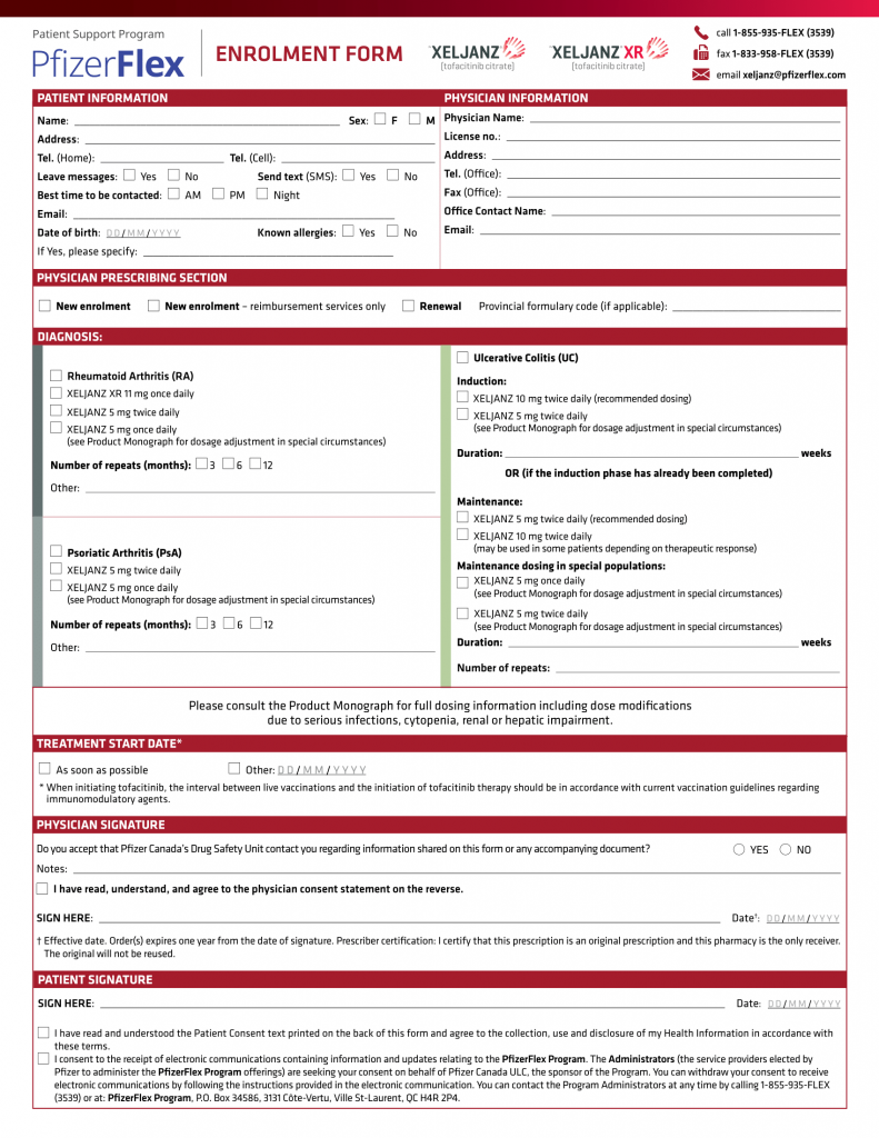 Xeljanz (tofacitinib) Pfizerflex PSP Form 2021 - World EMR