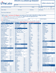 Lifelabs Specific Allergen IgE request - World EMR