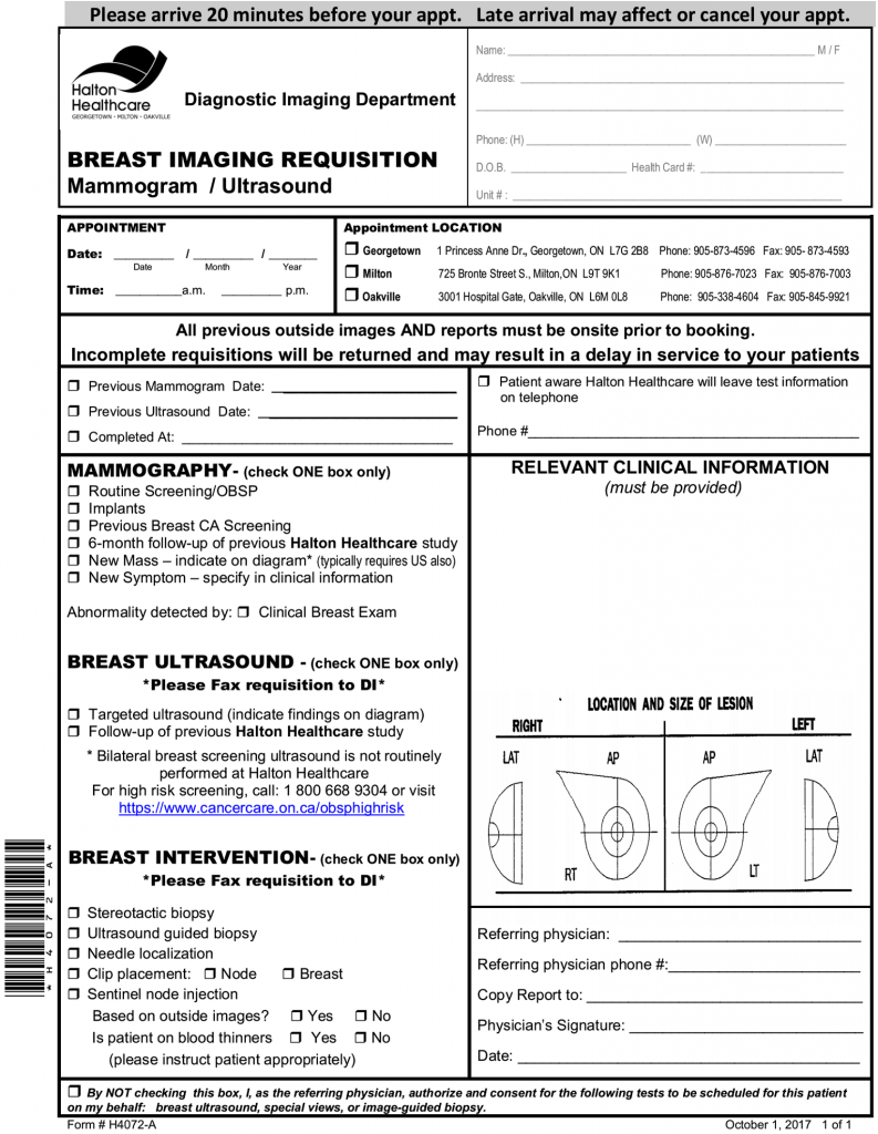 Halton Health Care Breast Imaging Requisition - World EMR
