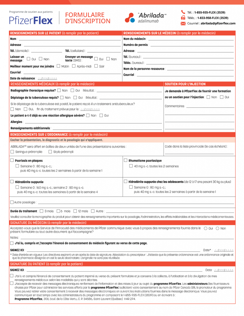 Abrilada (adalimumab) PfizerFlex Derm Formulaire d’inscription PSP ...