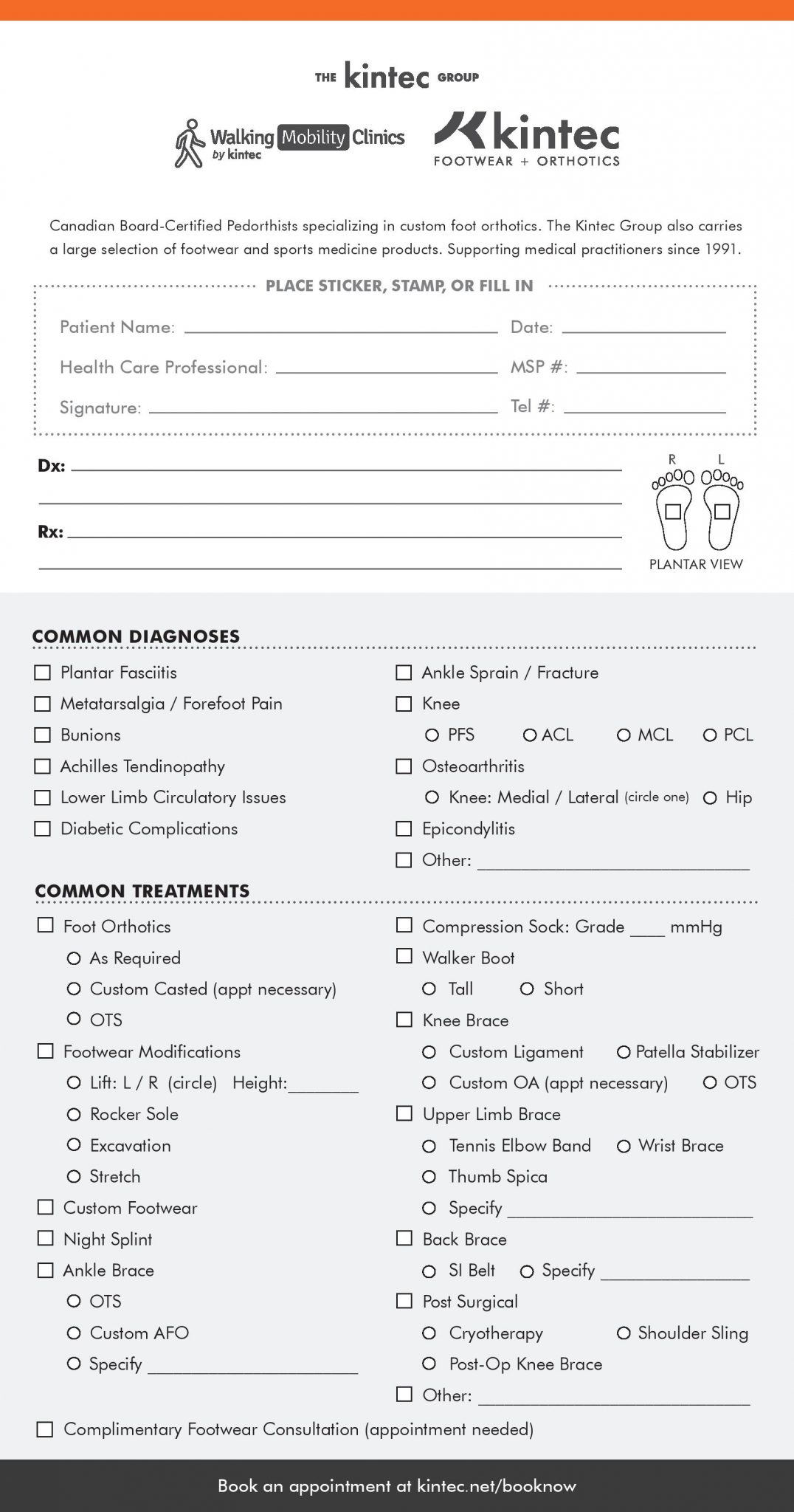 Kintec Footwear and Orthotics Referral eForm - World EMR
