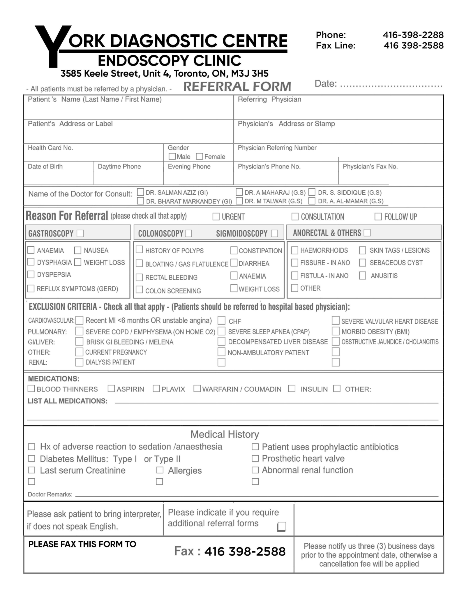 York Diagnostic Centre Endoscopy Clinic Referral - World EMR