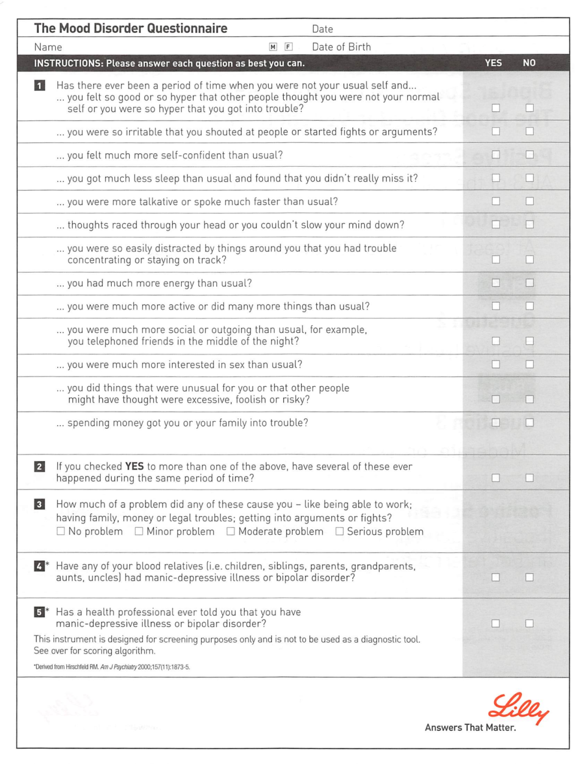 Mood Disorder Questionnaire - World EMR