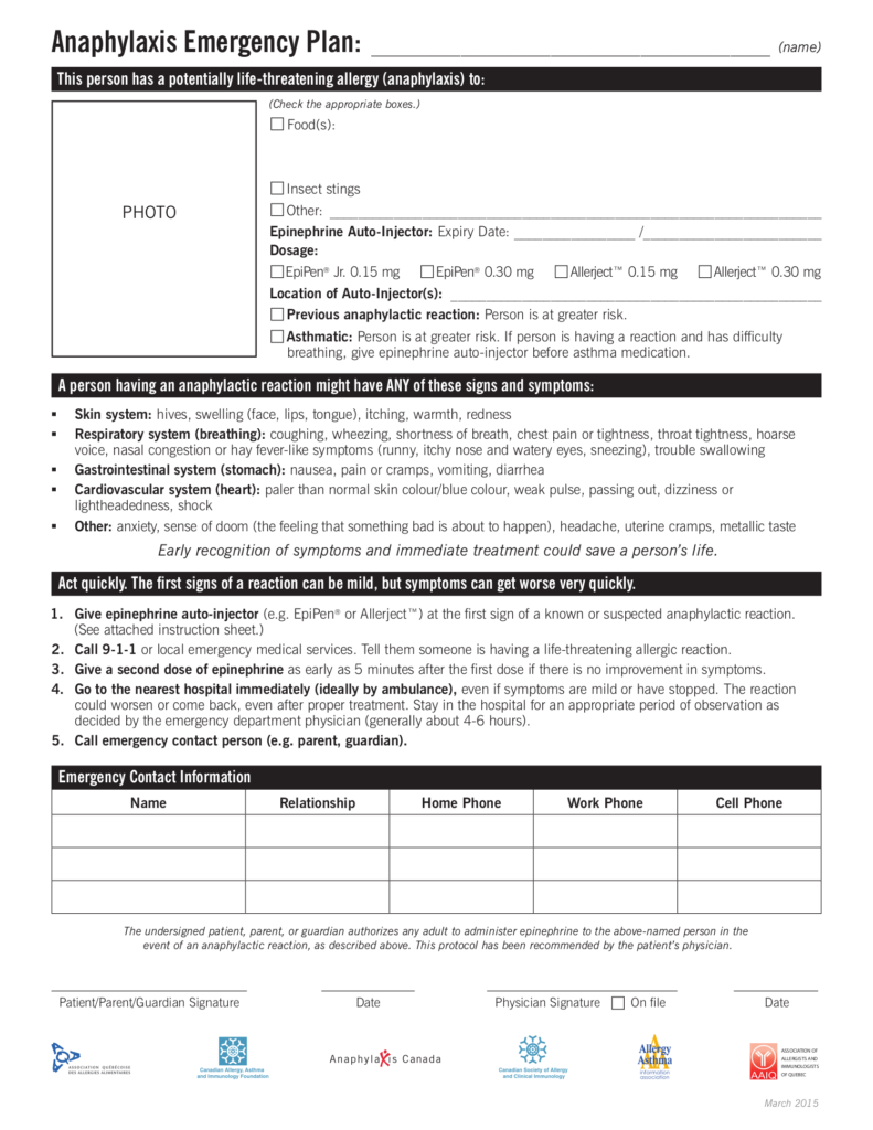 Anaphylaxis Emergency Plan - World EMR