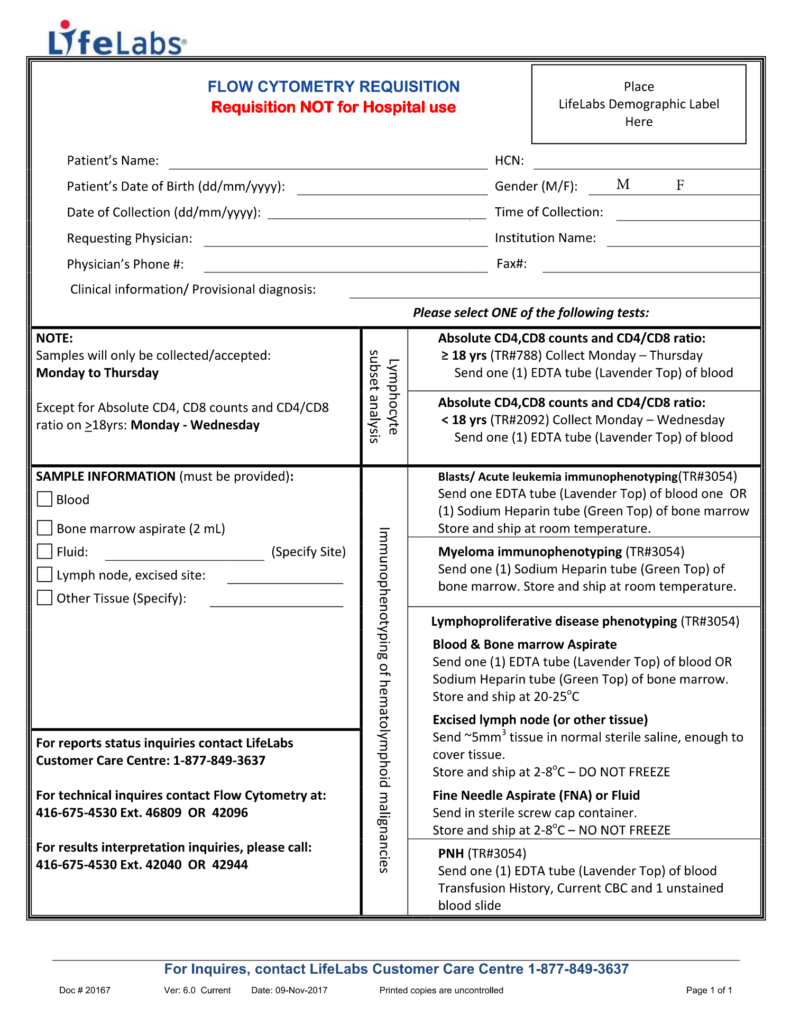 LifeLabs Flow Cytometry Requisition - World EMR