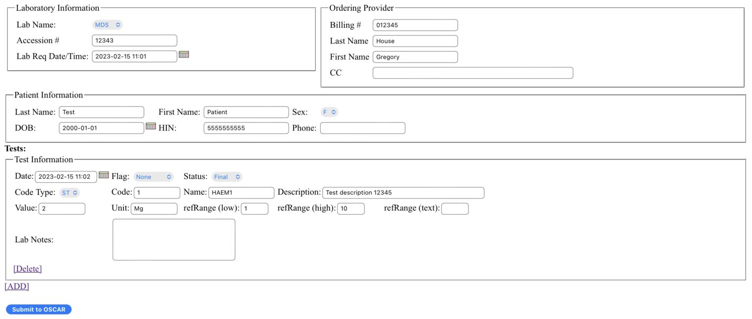 Create Dummy Lab Results - World EMR