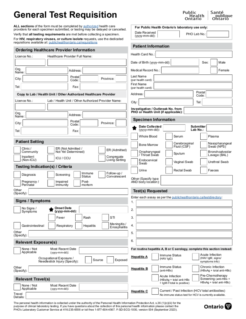 General Test Requisition Public Health Ontario - World EMR
