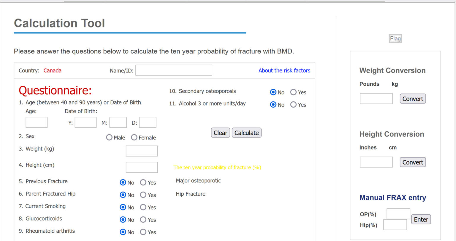 FRAX Calculator - World EMR