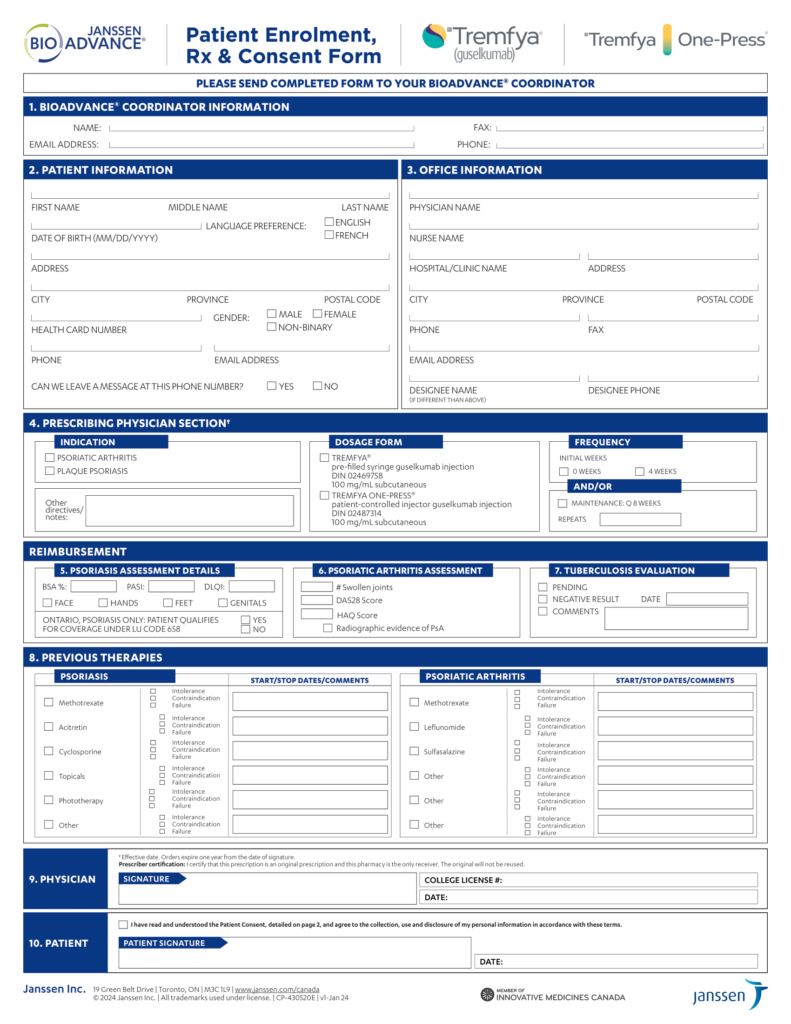 Tremfya (guselkumab) BioAdvance PSP Form 2024 - World EMR