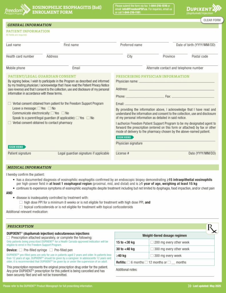 Dupixent (dupilumab) EoE PSP Enrolment Form EN 2025 - World EMR