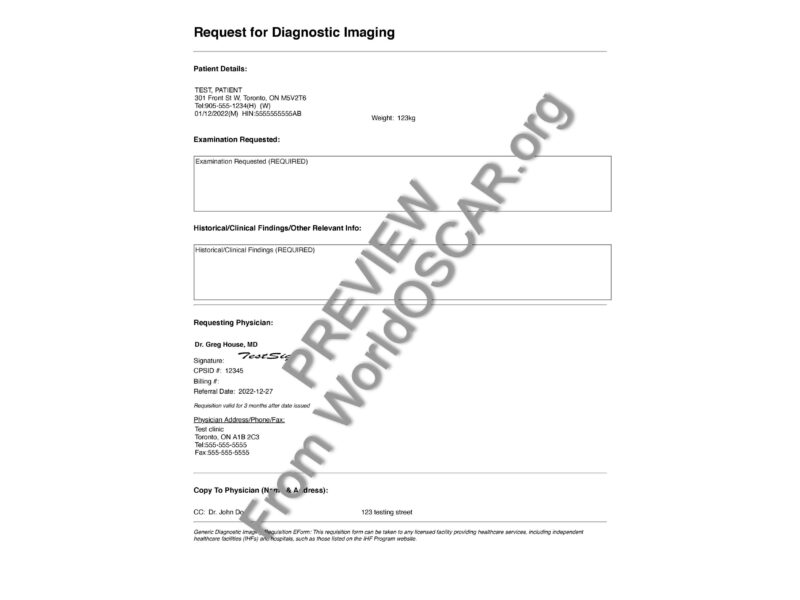 Generic Diagnostic Imaging Requisition - World EMR